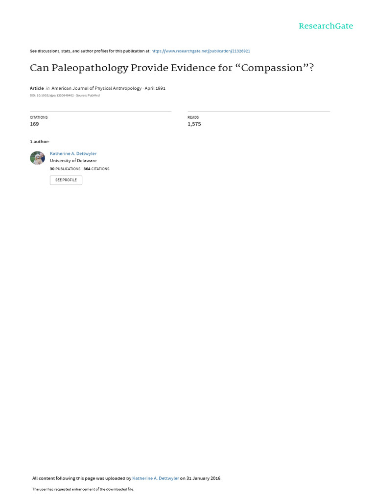 Paleopathology and Compassion | PDF | Disability