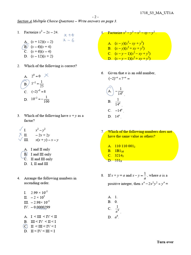 1718_S3_UT1_Edited | PDF | Ring Theory | Arithmetic