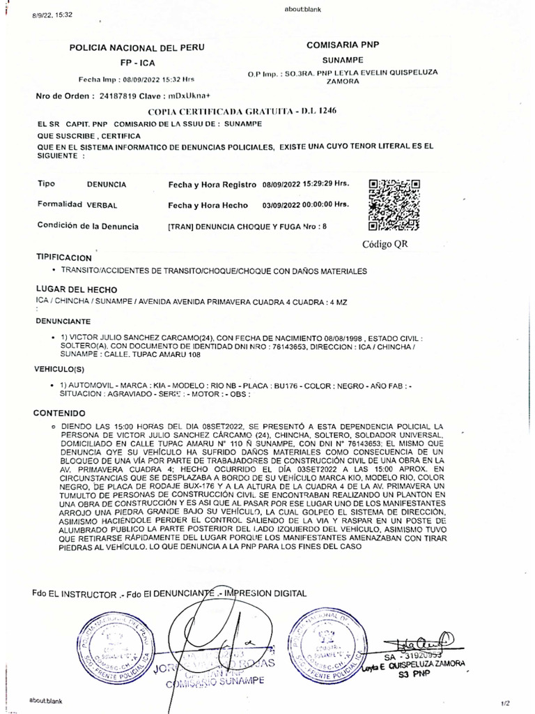 Parte Policial y Demas | PDF