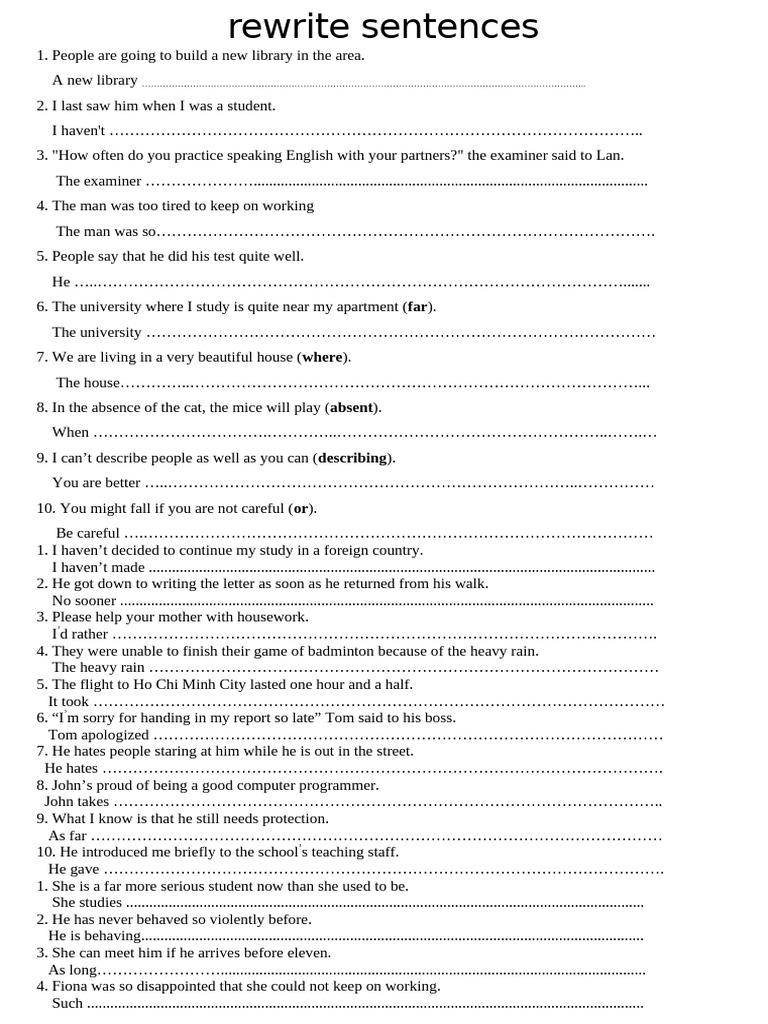 rewrite sentences | PDF