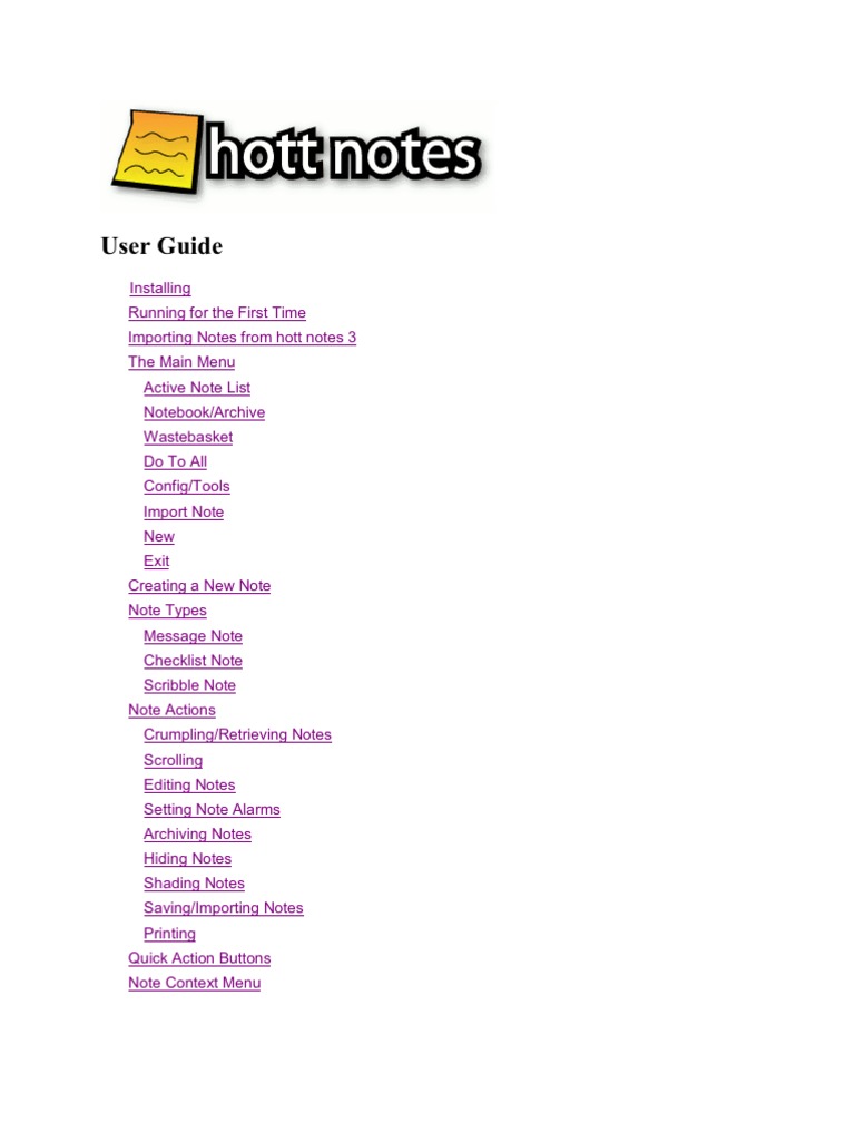 Hot Notes User Guide | PDF | Icon (Computing) | Menu (Computing)