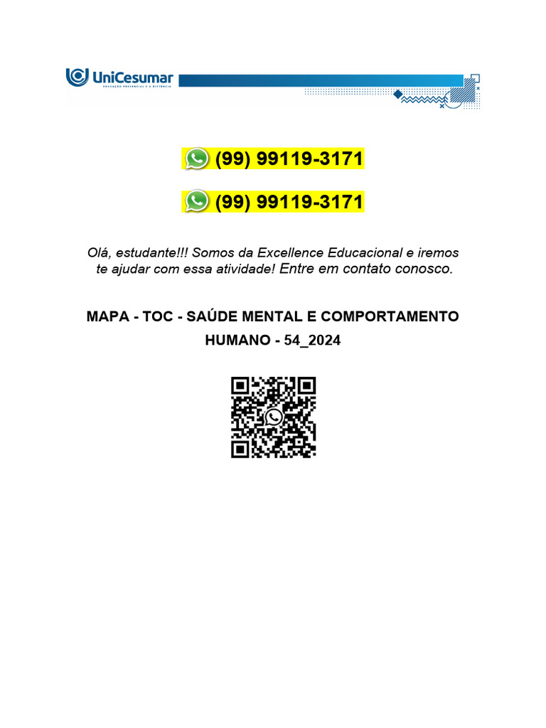 MAPA - TOC - SAÚDE MENTAL E COMPORTAMENTO HUMANO - 54_2024 | PDF ...