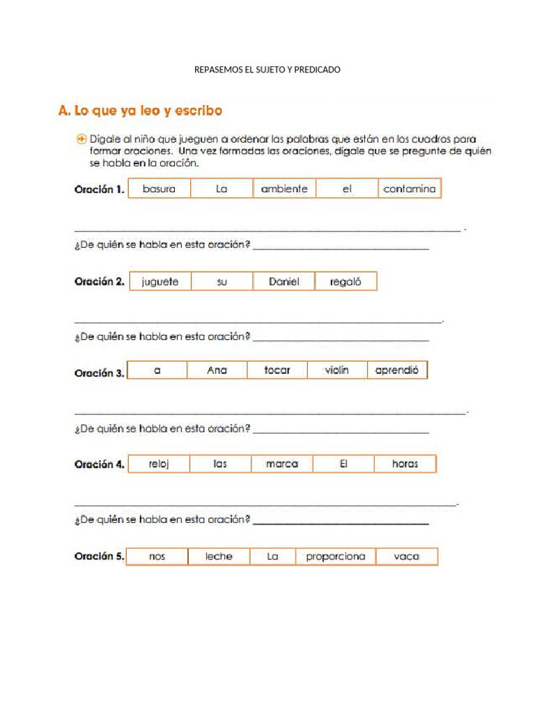 Repasemos El Sujeto y Predicado | PDF