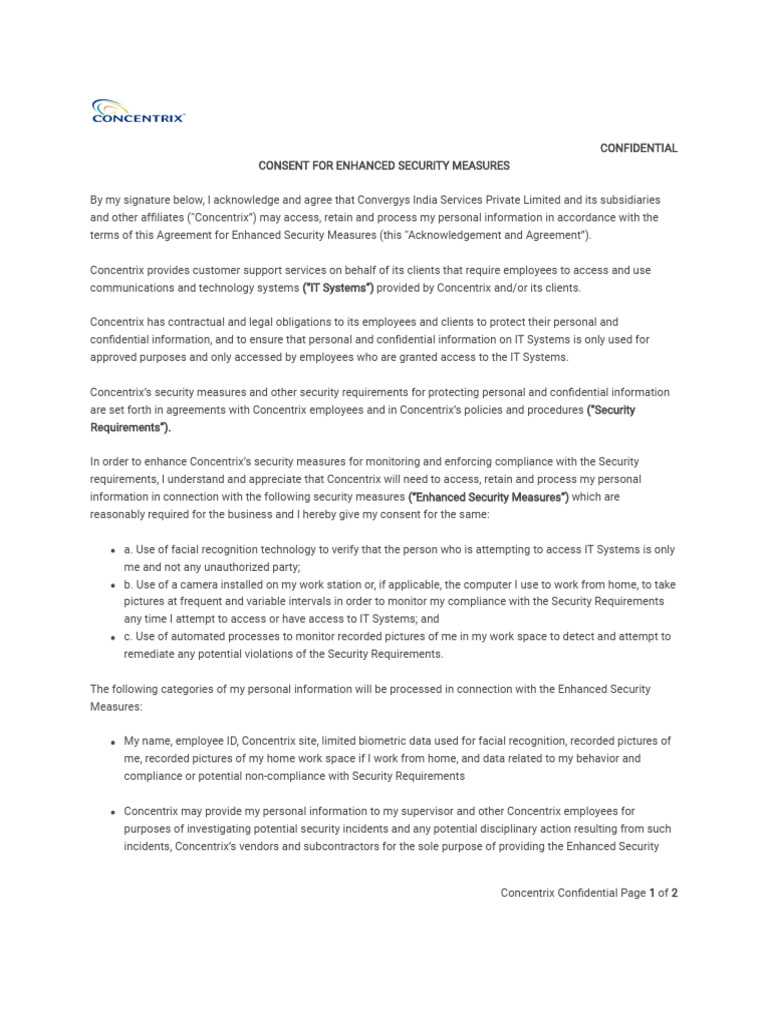 Acknowledgement and Agreement for Enhanced Security Measures 2023-01-29 ...