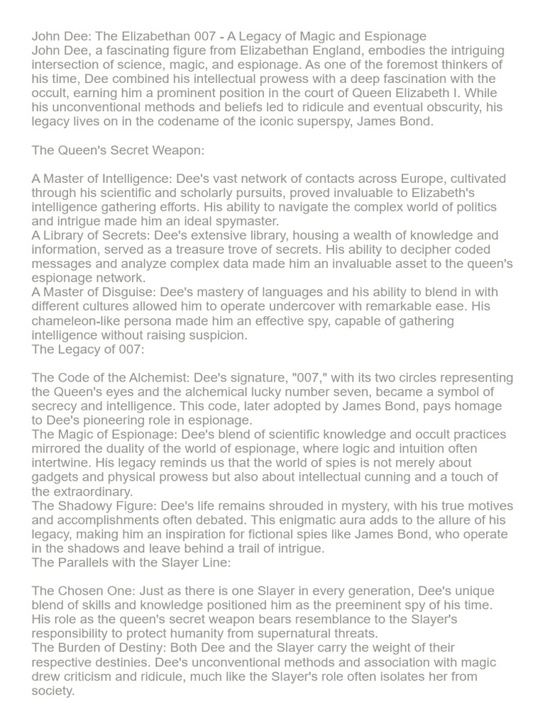 John Dee The Elizabethan 007 - A Legacy of Magic and Espionage | PDF ...