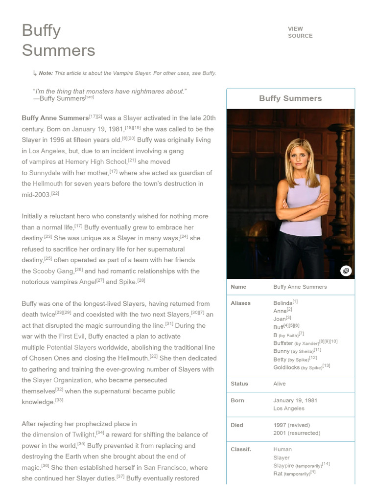 Buffy Summers - Buffyverse Wiki - Fandom | PDF | Willow Rosenberg | Buffy The Vampire Slayer