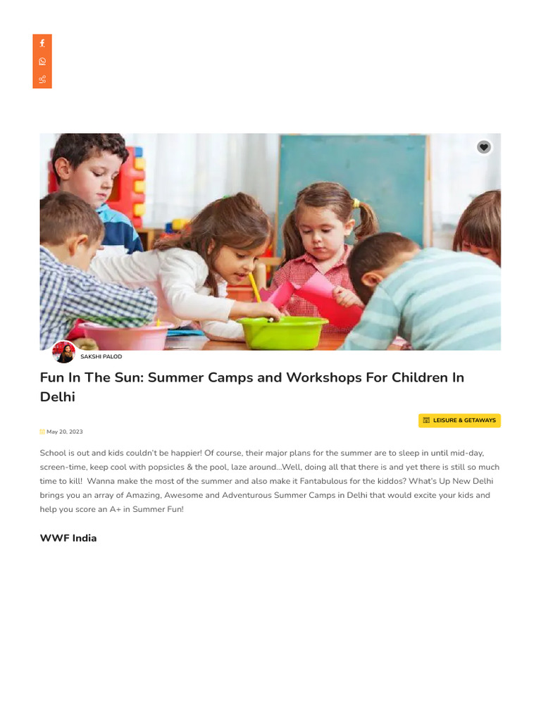 Enroll Kids For Summer Camps in Delhi - Let's Get Constructive! | PDF ...