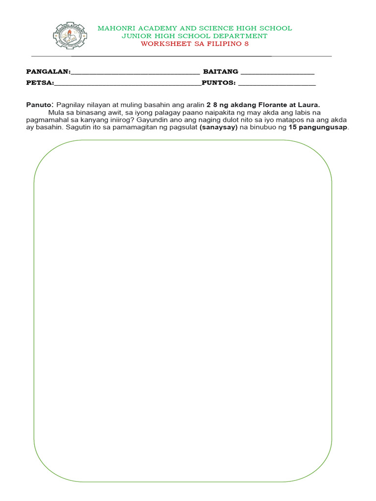Grade 8 Worksheet | PDF