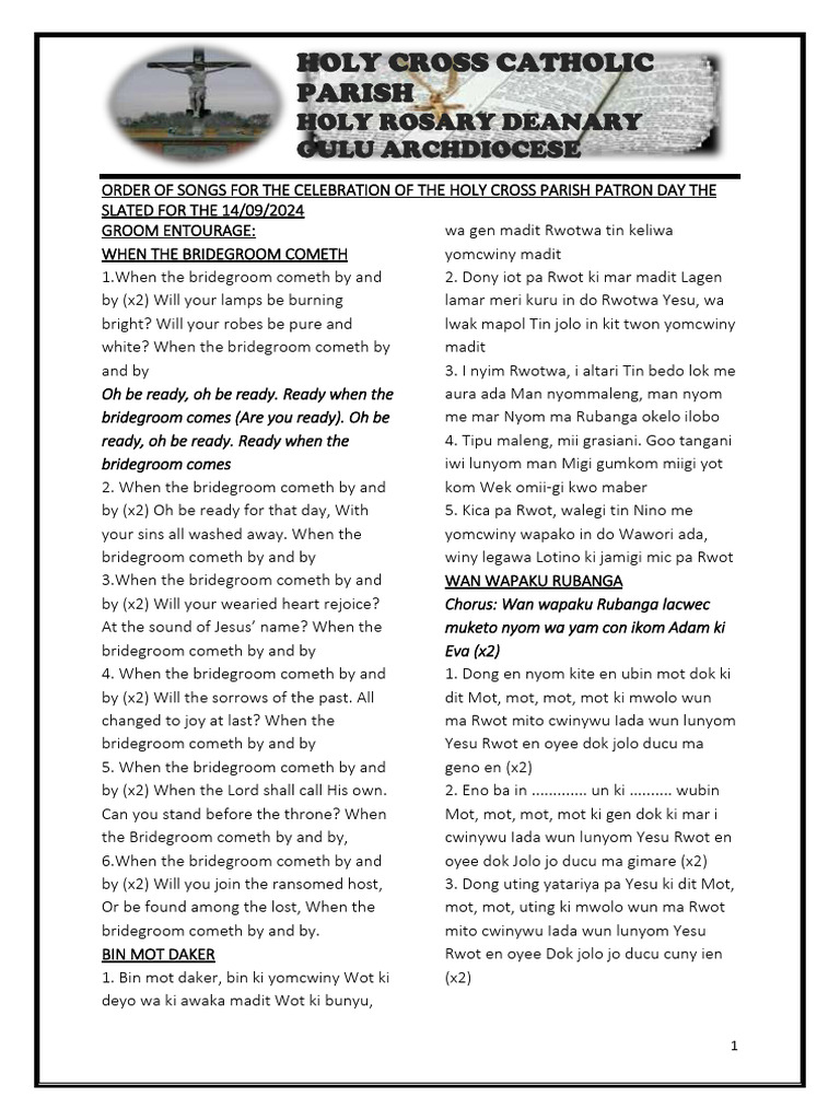 Holy Cross Patron Day Songs 14-09-2024.02 | PDF | Christian Worship And ...