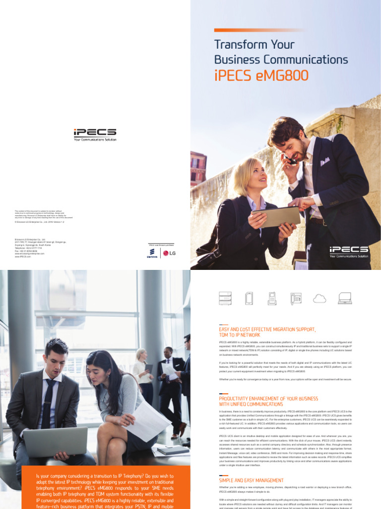 Automatic Telephone System - iPECS - eMG800 | PDF | Voice Over Ip | Microsoft Outlook