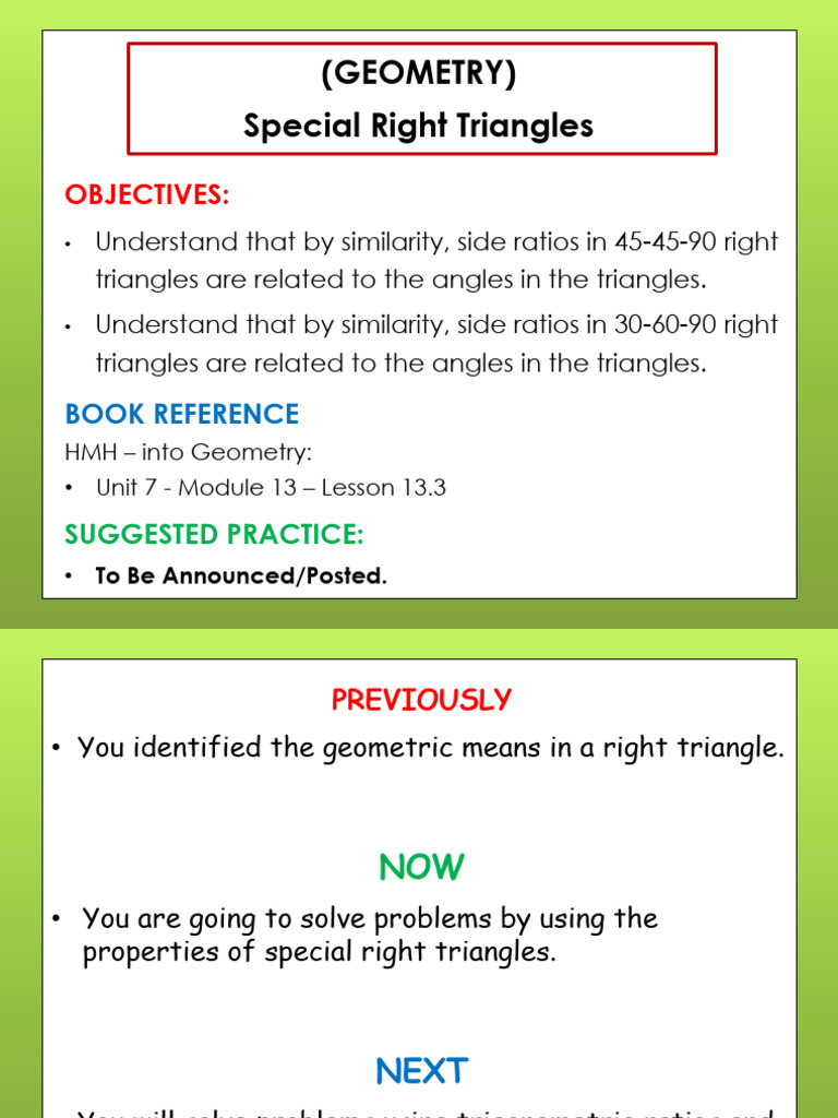3 - GEO - Special - Right - Triangles | PDF | Teaching Methods & Materials