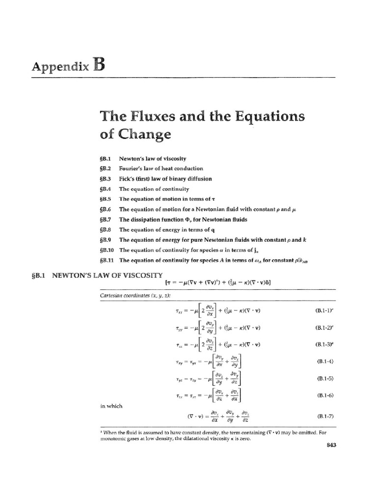 Appendix Transport Phenomena | PDF