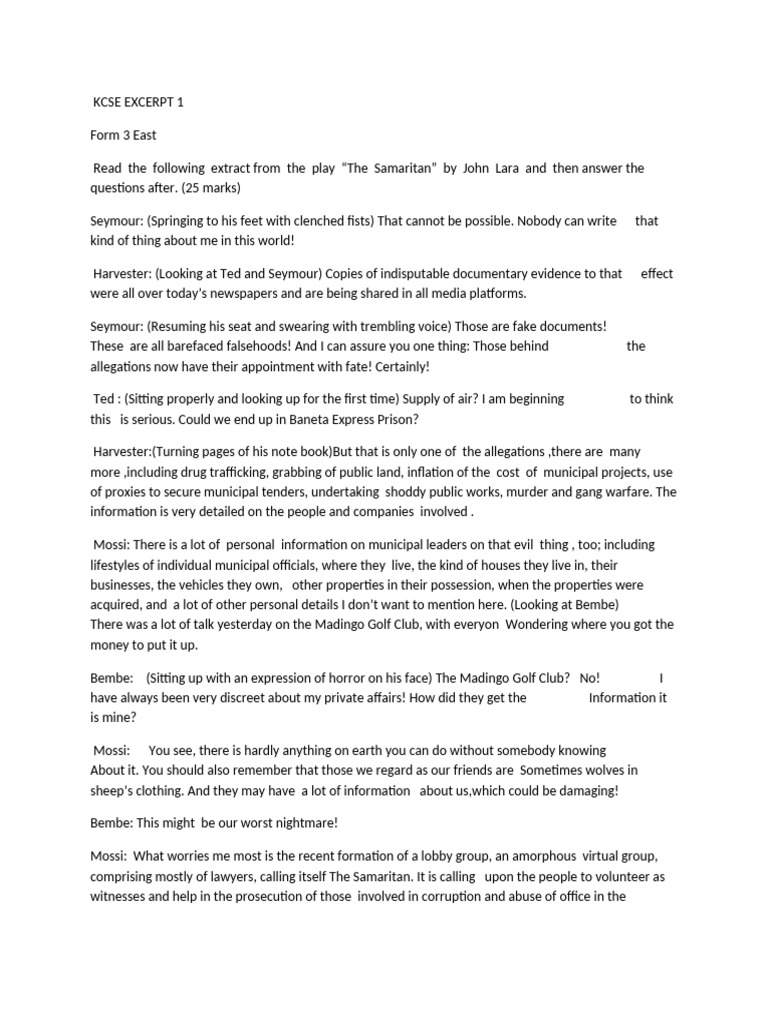 The Samaritan Excerpt Analysis | PDF | Misconduct | Crimes