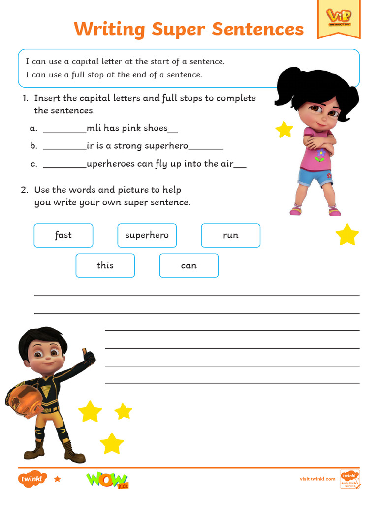 Puntutaions - Vir-The-Robot-Boy-Writing-Super-Sentences - Ver - 6 | PDF ...