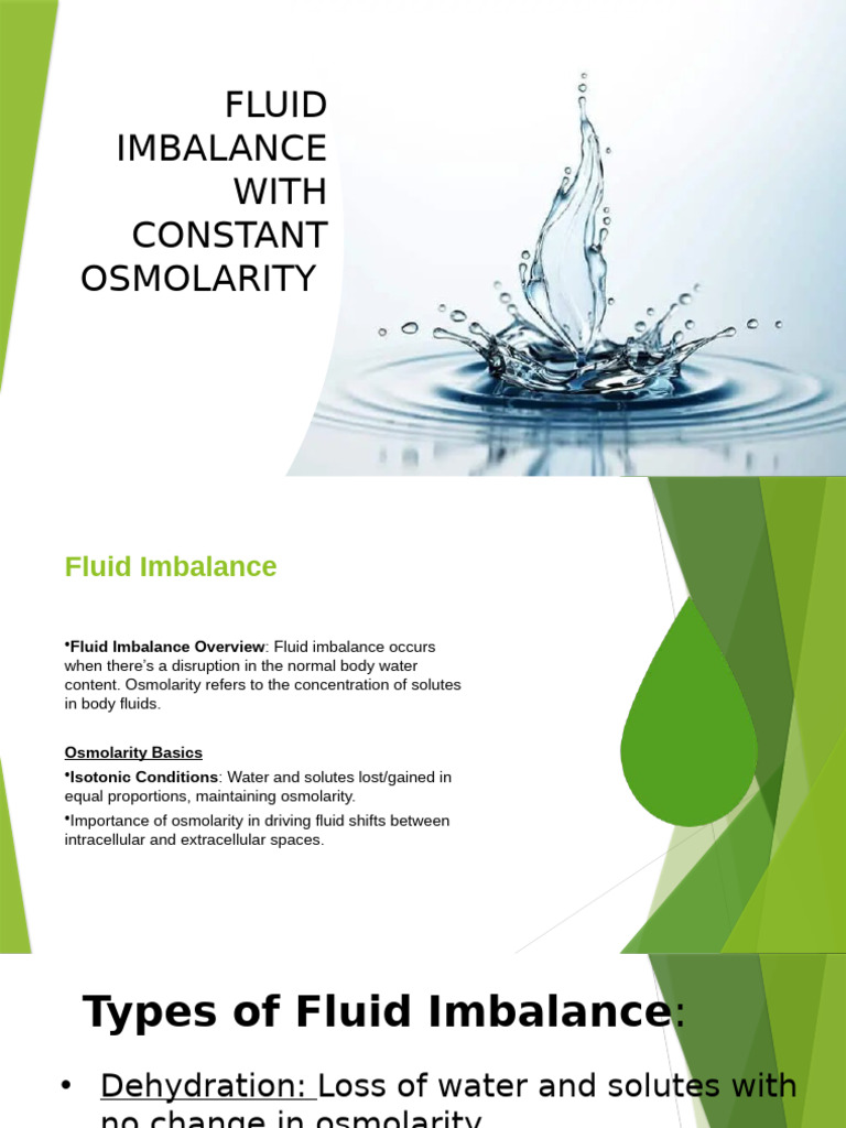 Fluid Imbalance With Constant Osmolarity | PDF | Dehydration | Causes ...