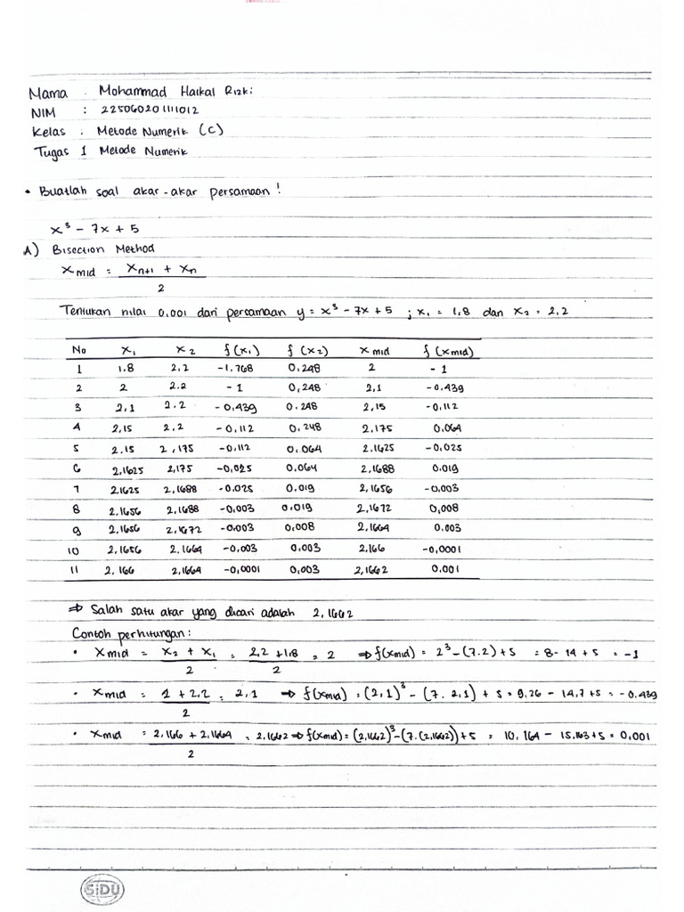 Tugas 1 Metode Numerik Pdf
