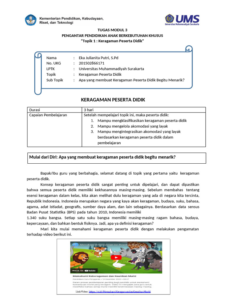 Modul 3 - 1. Keragaman Peserta Didik | PDF