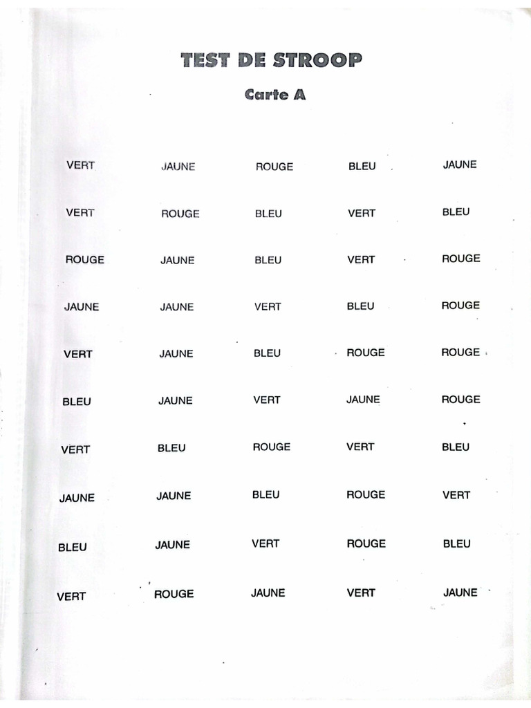 Test de Stroop Complet | PDF
