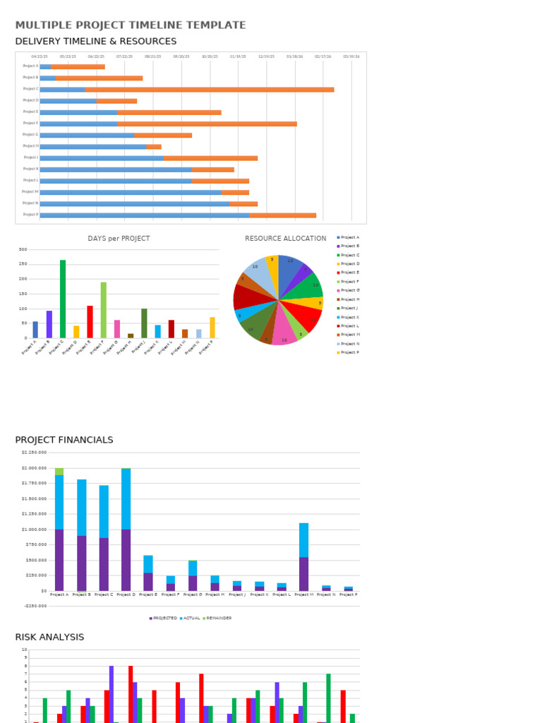 IC Multiple Project Timeline Template For Excel 11412 | PDF ...
