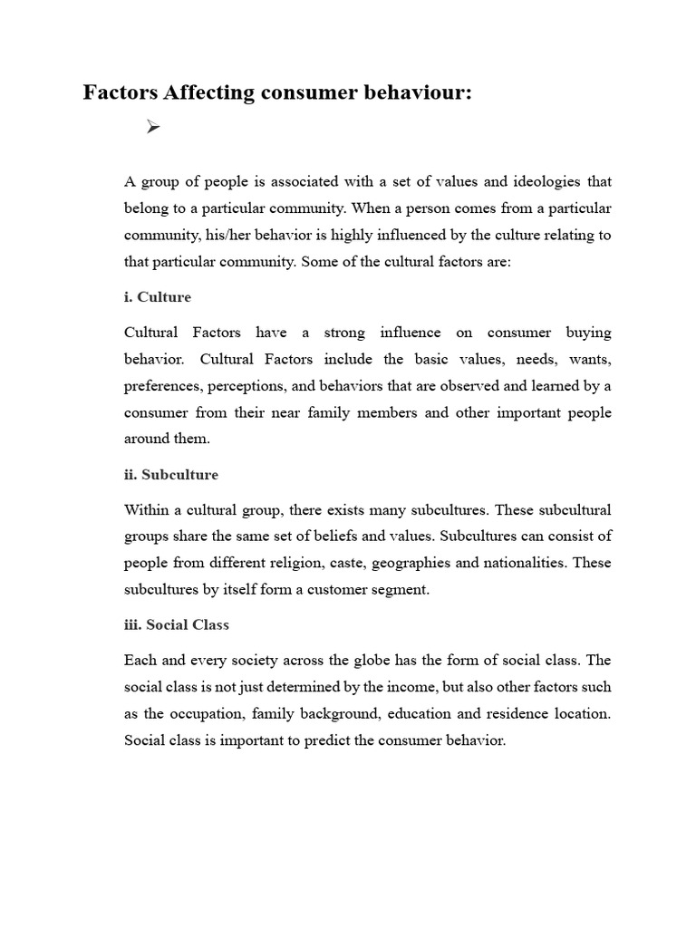 Factors Affecting Consumer Behaviour | PDF | Consumer Behaviour | Behavior