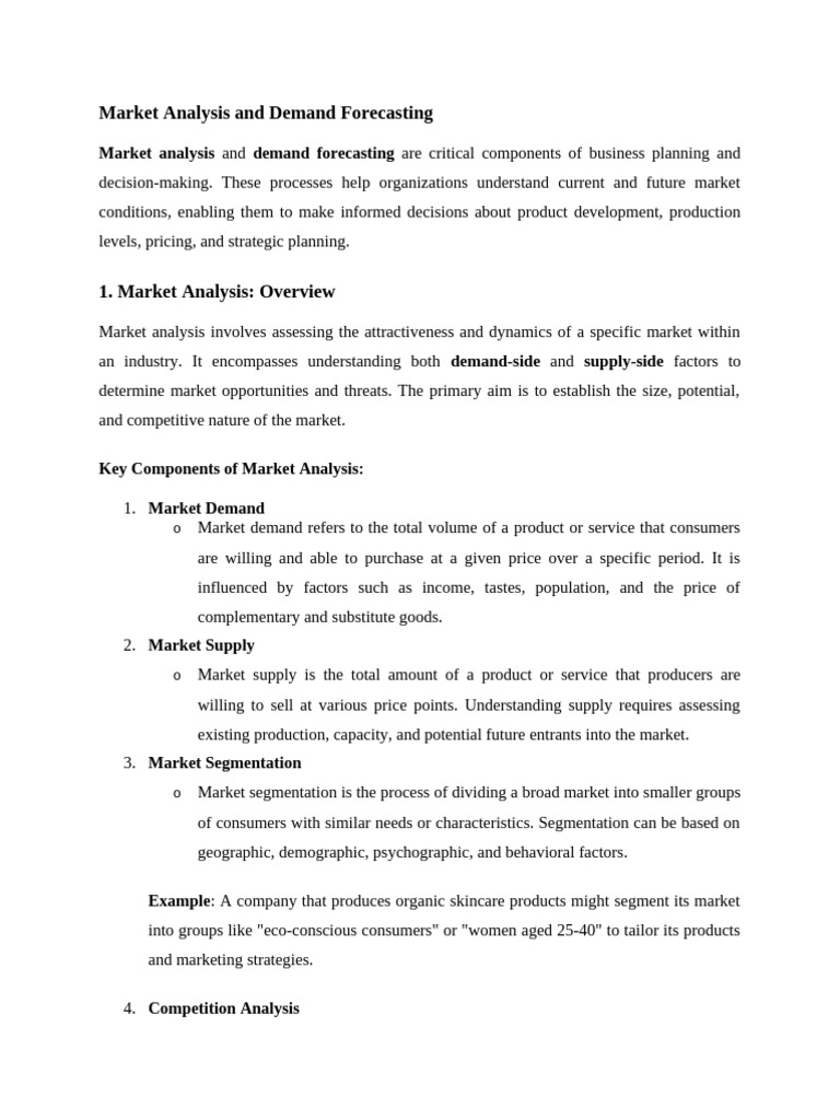 Comprehensive Note On Market Analysis and Demand Forecasting | PDF ...