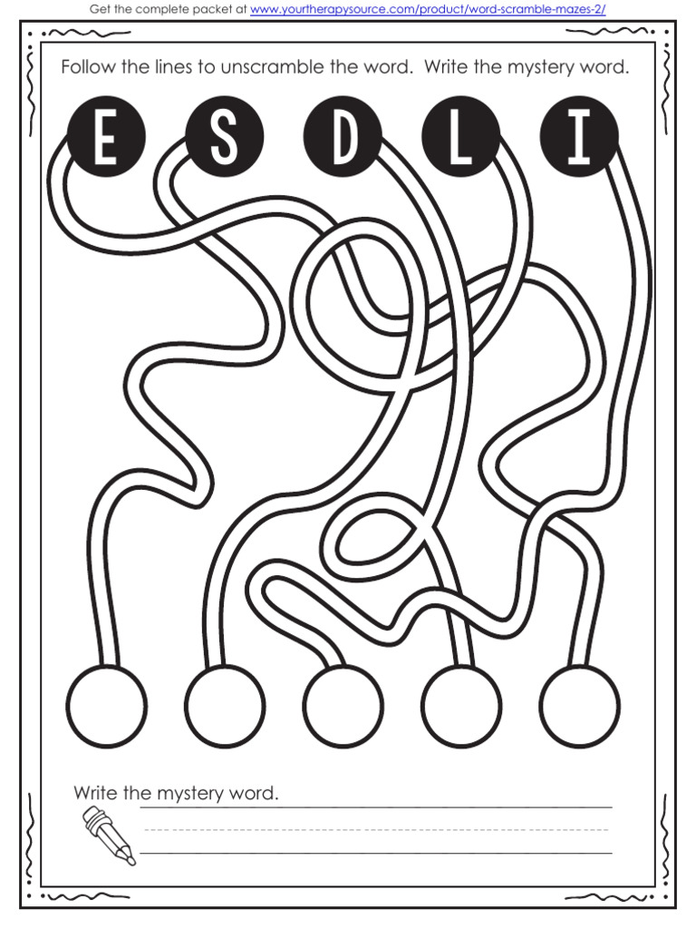 Word Scramble Free Sample Page | PDF