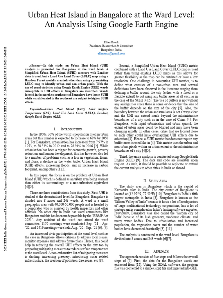 Bangalore Urban Heat Island Analysis | PDF | Bangalore | Urbanization
