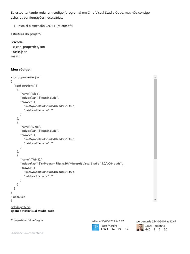 Json - Como Executar Um Programa em C No Visual Studio Code - Stack Overflow em Português | PDF ...