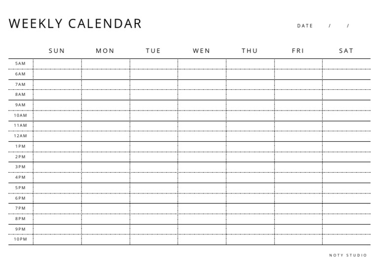 Printable Weekly Calendar - A4 Sun Start | PDF | Cooking, Food & Wine