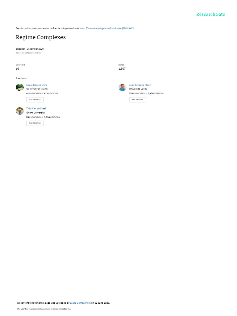 Regime Complex Chapter | PDF | Institution | Governance