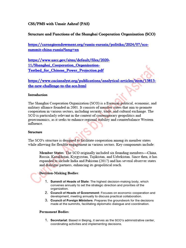 CSS/PMS With Umair Ashraf (PAS) Structure and Functions of The Shanghai ...