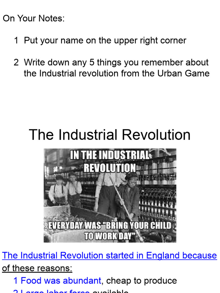Industrial Revolution Notes | PDF | Industrial Revolution | Textiles