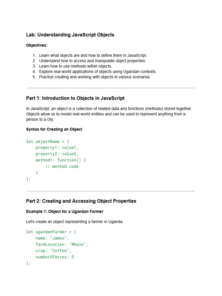 Lab - Understanding JavaScript Objects | PDF | Java Script | Object ... Lab - Understanding JavaScript Objects | PDF | Java Script | Object ...