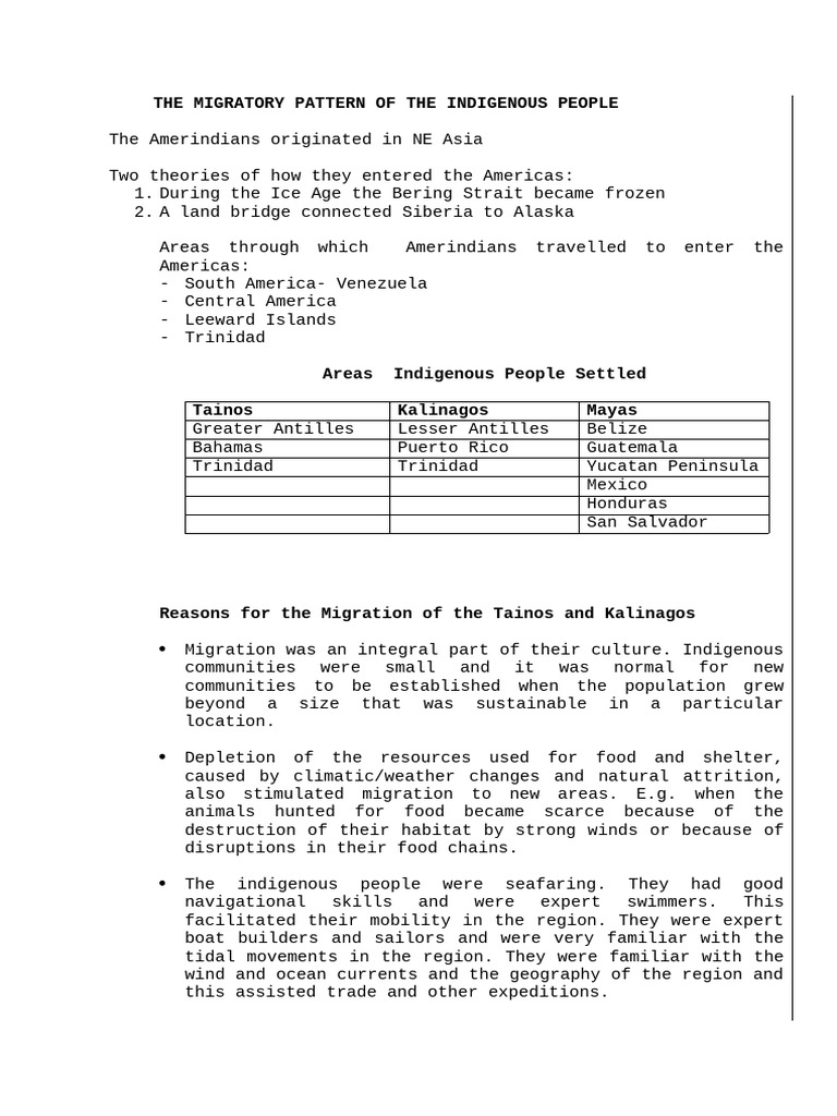 Migratory Patterns of The Amerindians | PDF | Vegetables | Indigenous ...