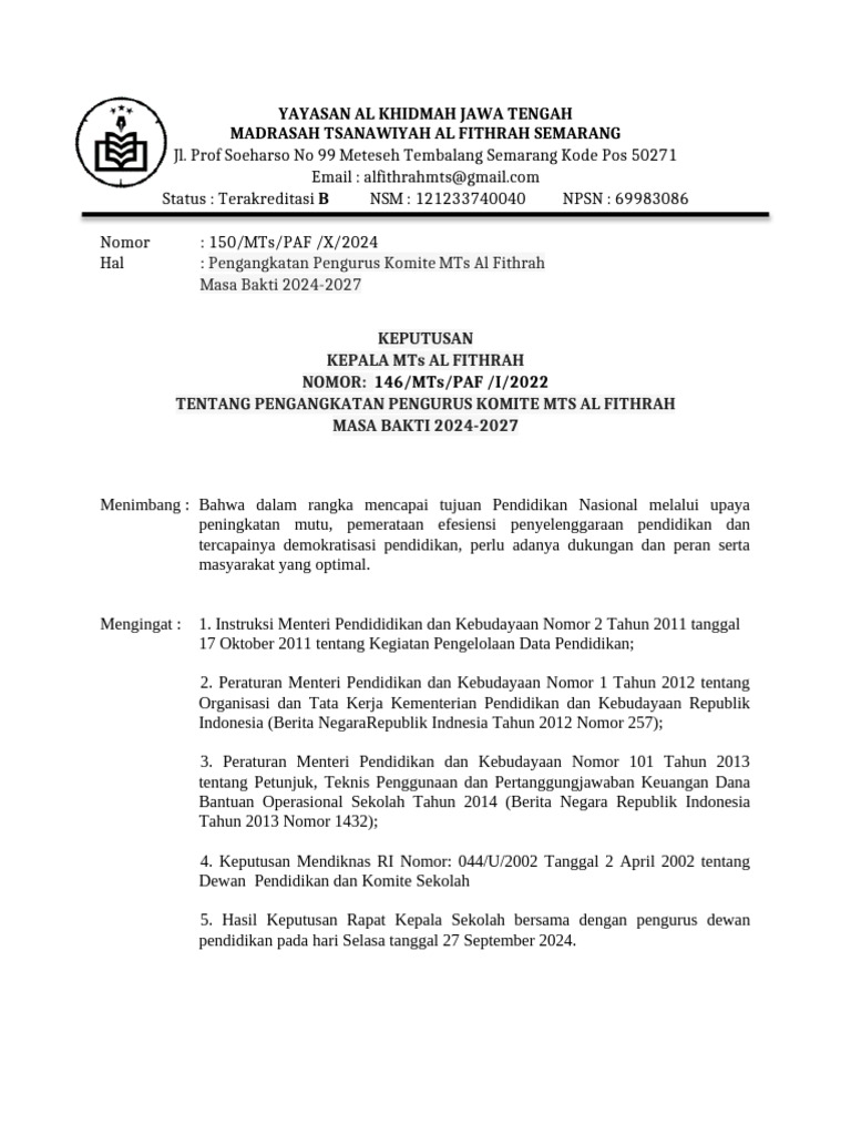 SK Komite Mts 2024 | PDF