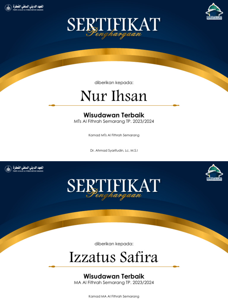 Wisudawan Terbaik Ponpes Al Fithrah 2024 | PDF