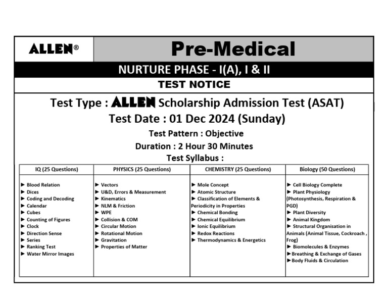 Pre-Medical: Allen | PDF | Science & Mathematics