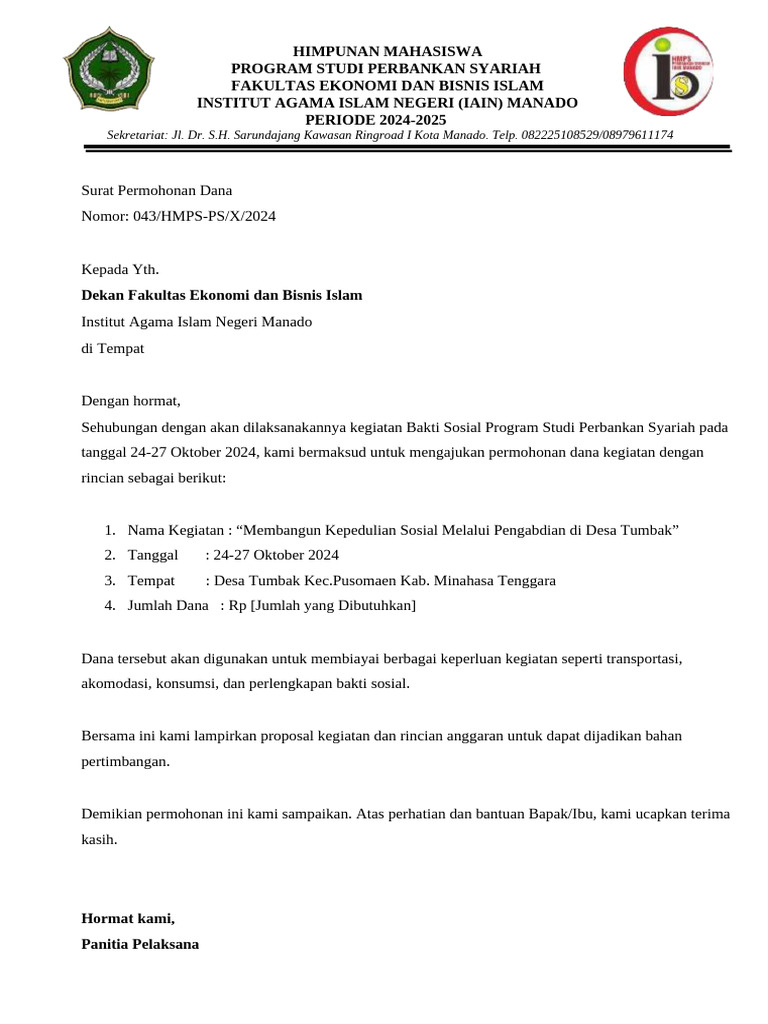 Permohonan Dana Dekan | PDF