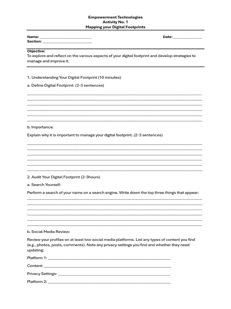 Mapping Your Digital Footprint Activity | PDF | Privacy | Social Media