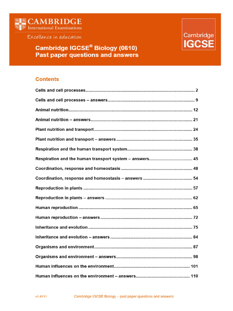 Cambridge Igcse Biology 0610 Past Paper Questions And Answers Pdf