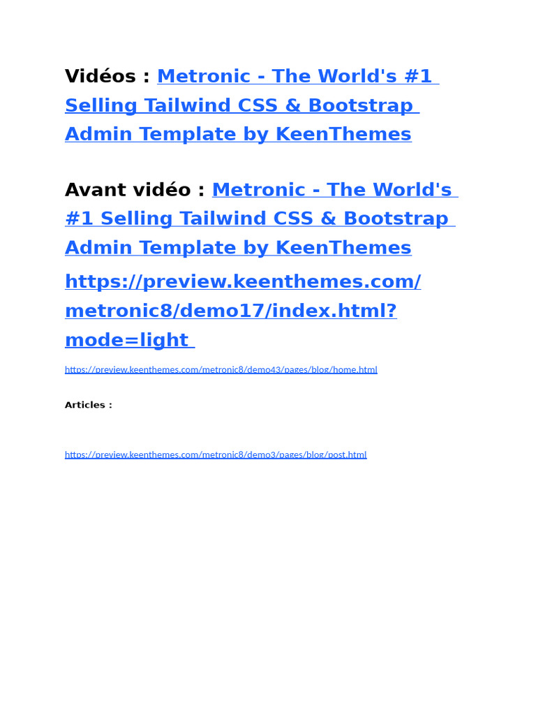 Vidéos Metronic - The World's #1 Selling Tailwind CSS & Bootstrap Admin Template by KeenThemes ...