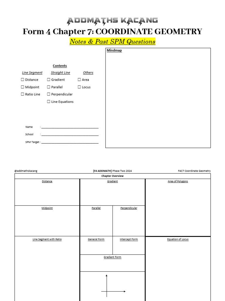Addmath F4C7 Coordinate Geo [phase two '24] | PDF | Line (Geometry) | Area