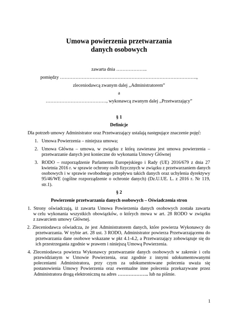 Umowa Powierzenia | PDF