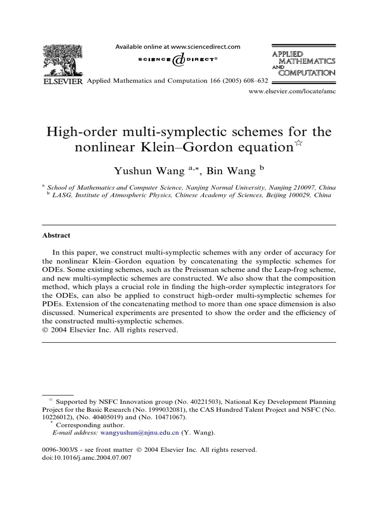 High-Order Multi-Symplectic Schemes For The Nonlinear Klein-Gordon ...