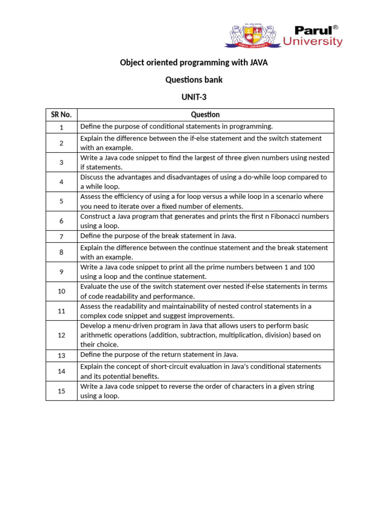 Unit 3 - Question Bank | PDF