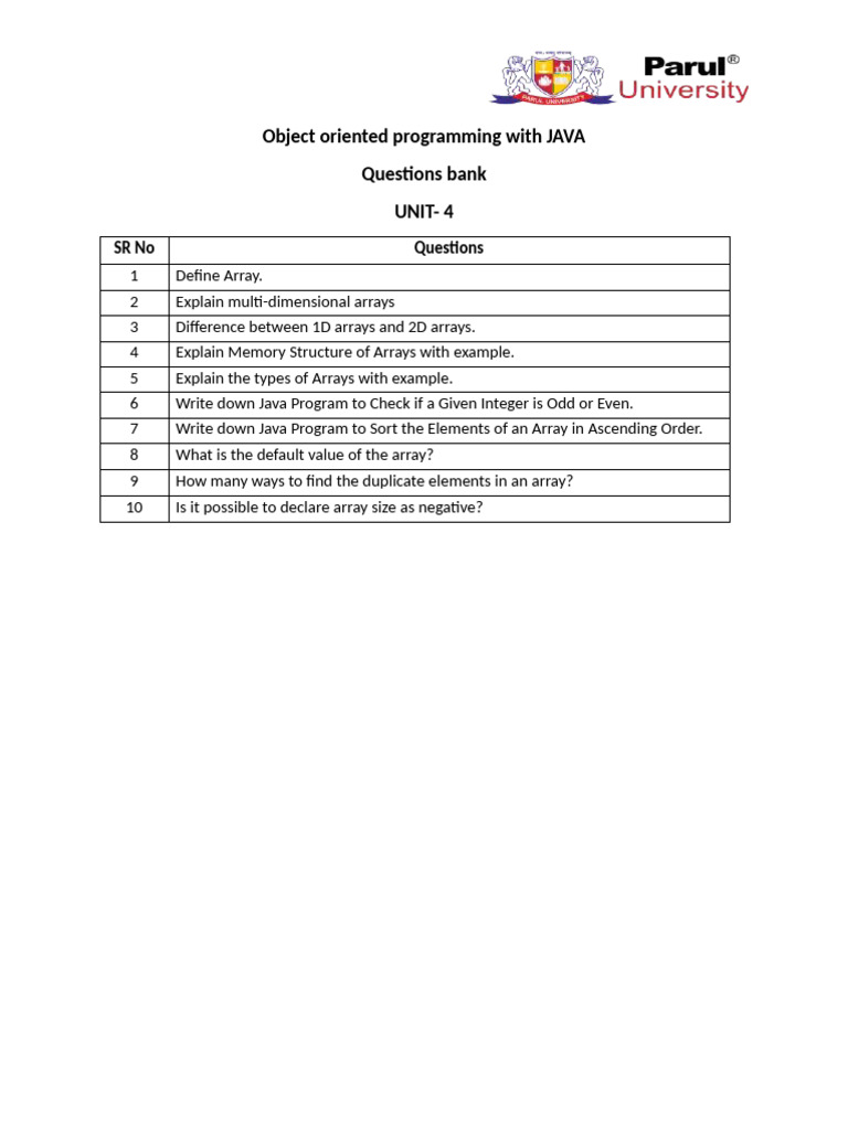Unit 4 - Question Bank | PDF