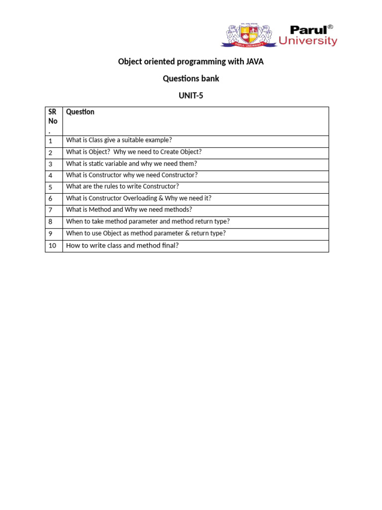 Unit - 5 Question Bank | PDF