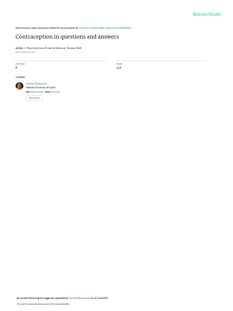 Contraception in Questions and Answers | PDF | Medical Specialties | Medicine