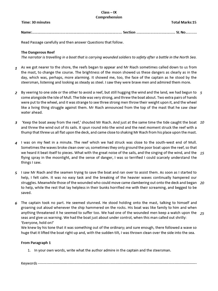 Own Words Question Worksheet | PDF | Ships