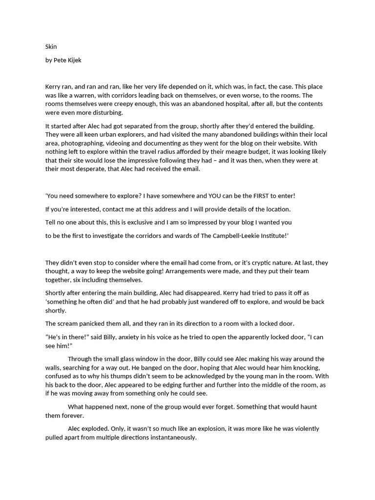 Skin - Horror Short | PDF | Mystery, Thriller & Crime Fiction